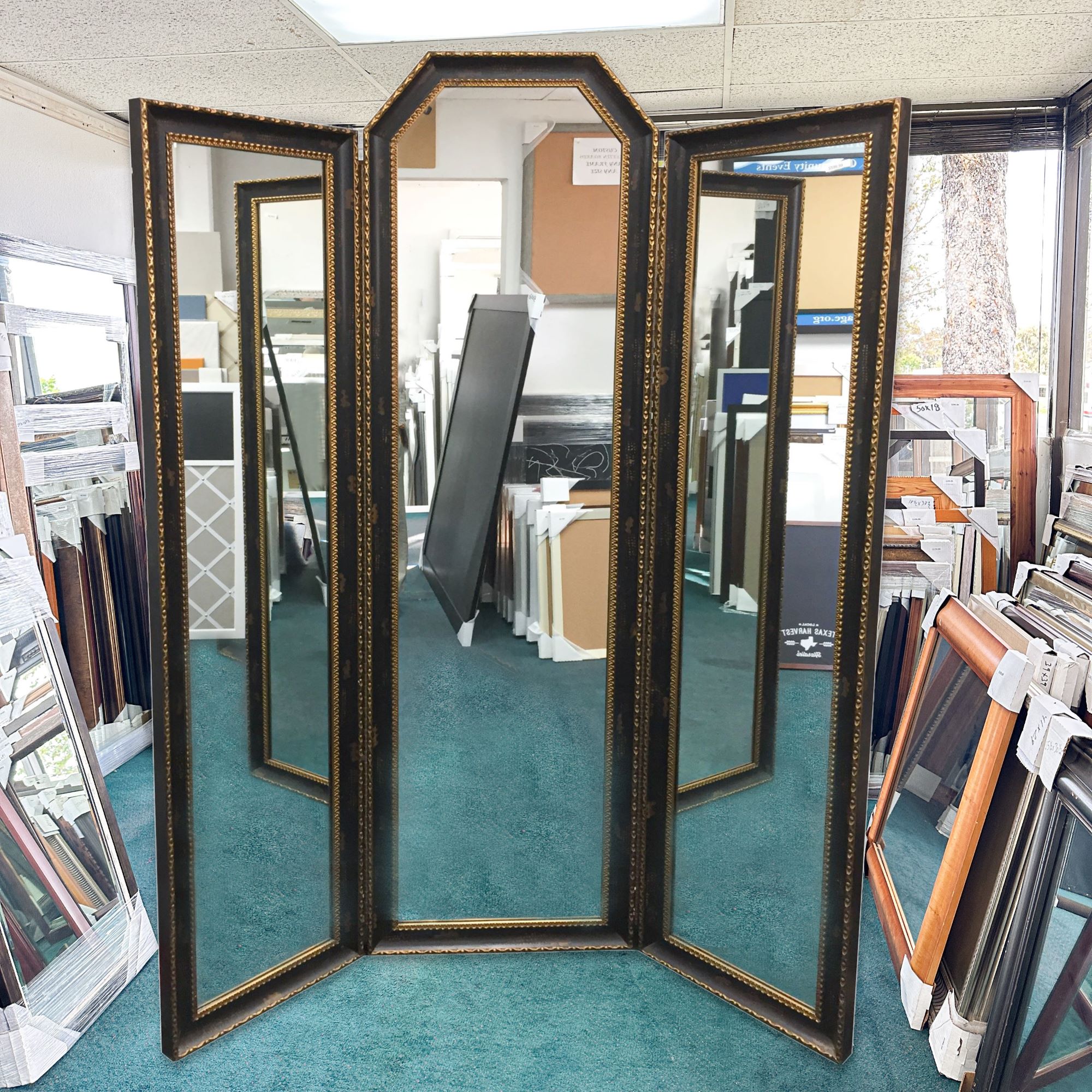 Custom Three Panel Mirrors - Framed Or Frameless - Any Size